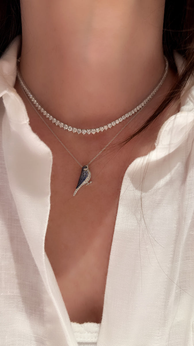 Sapphire and Diamond Bluebird Pendant – Nicole Rose Fine Jewelry