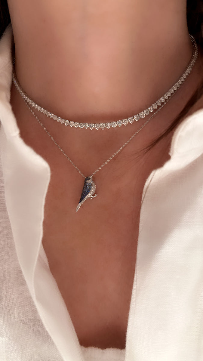 Sapphire and Diamond Bluebird Pendant – Nicole Rose Fine Jewelry
