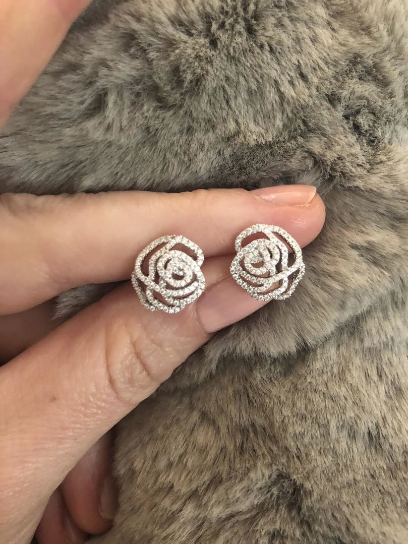 Diamond Rose Earrings – Nicole Rose Fine Jewelry