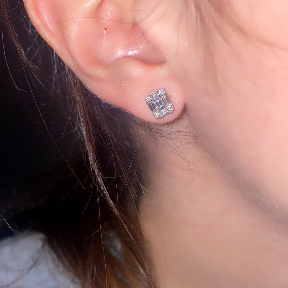 Large Diamond Illusion Stud Earrings – Nicole Rose Fine Jewelry