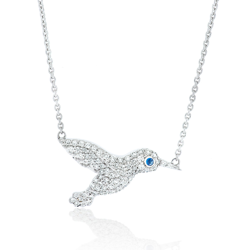 Medium Diamond and Sapphire Hummingbird Pendant – Nicole Rose Fine Jewelry